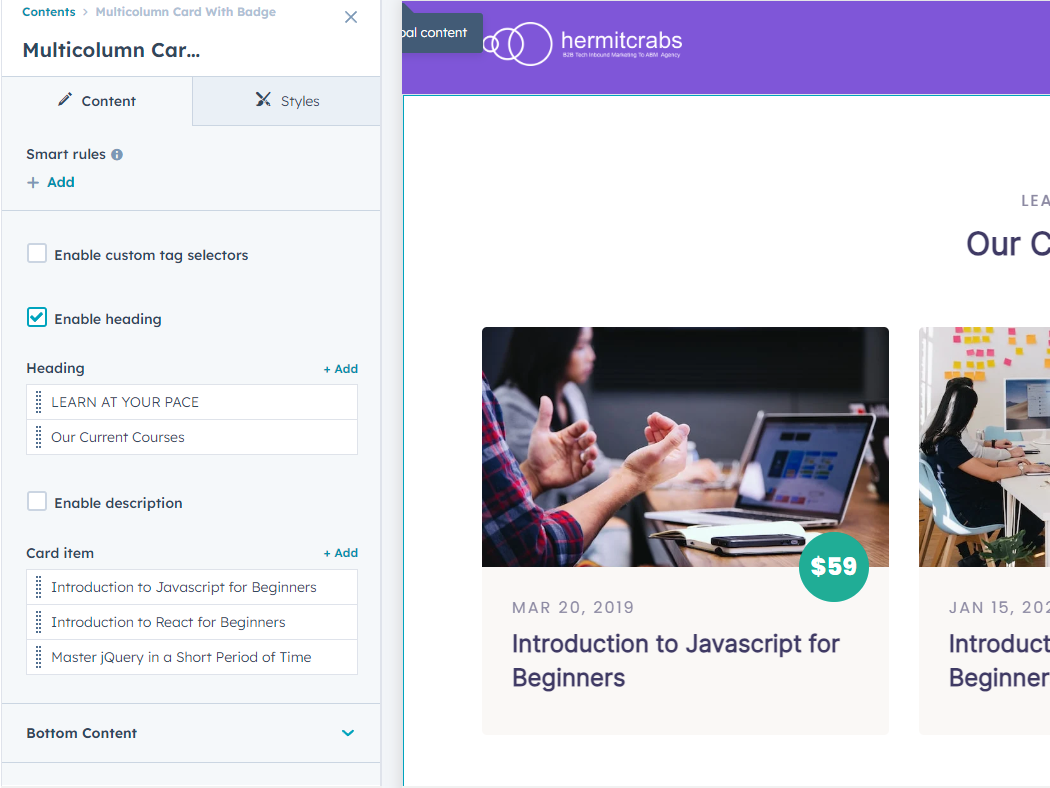Multicolumn Card With Badge Module by Hermitcrabs